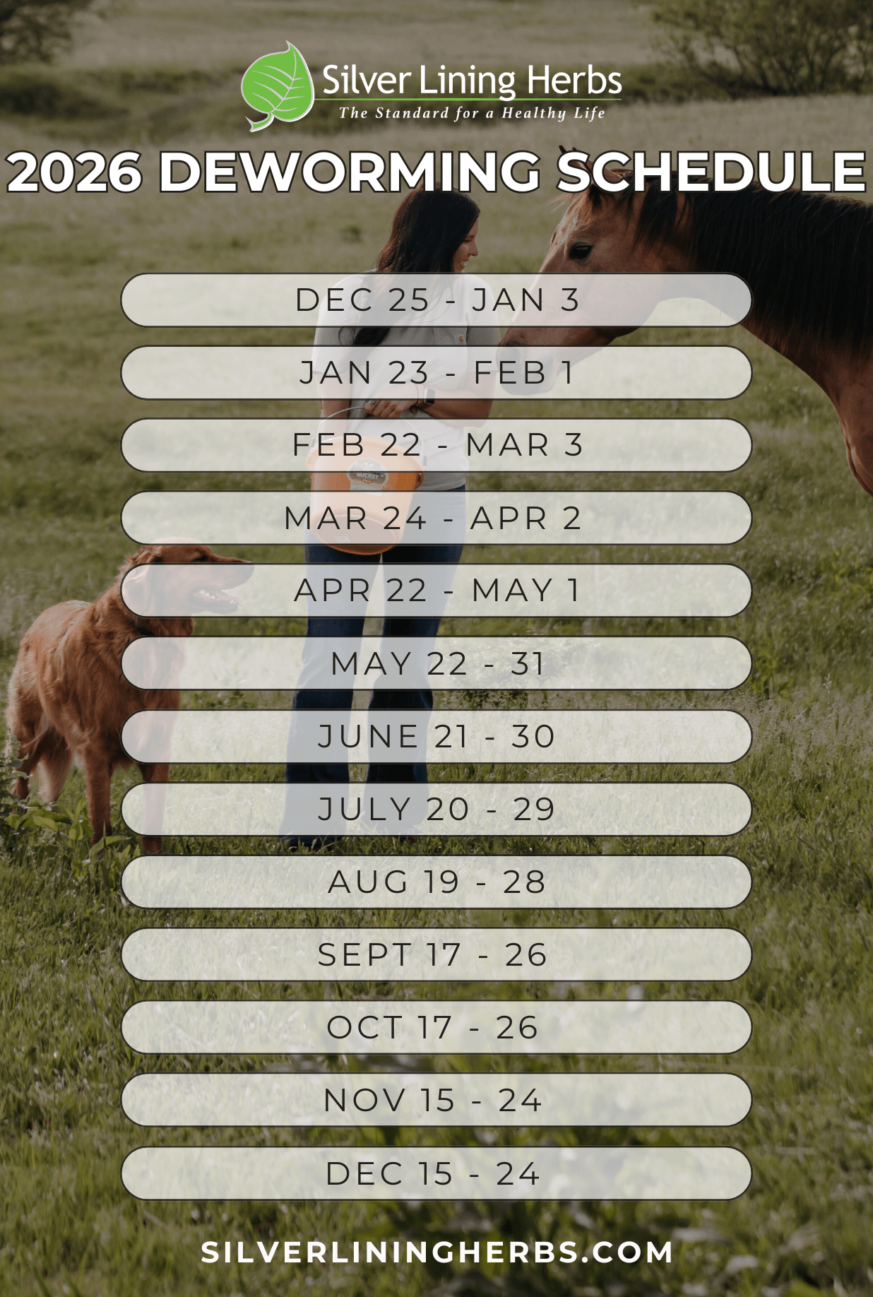 Deworming Schedule for Horses and Dogs (2026) – Silver Lining Herbs
